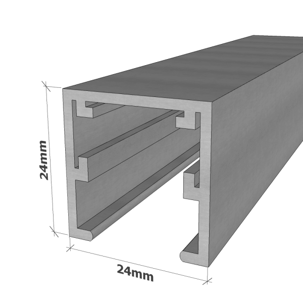 24mm U Channel - 3m - Silver Glass Partition Channel